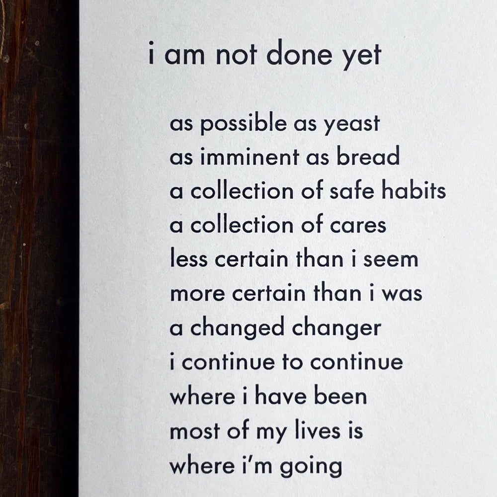 Lucille Clifton "i am not done yet" letterpress notecard | Expedition Press