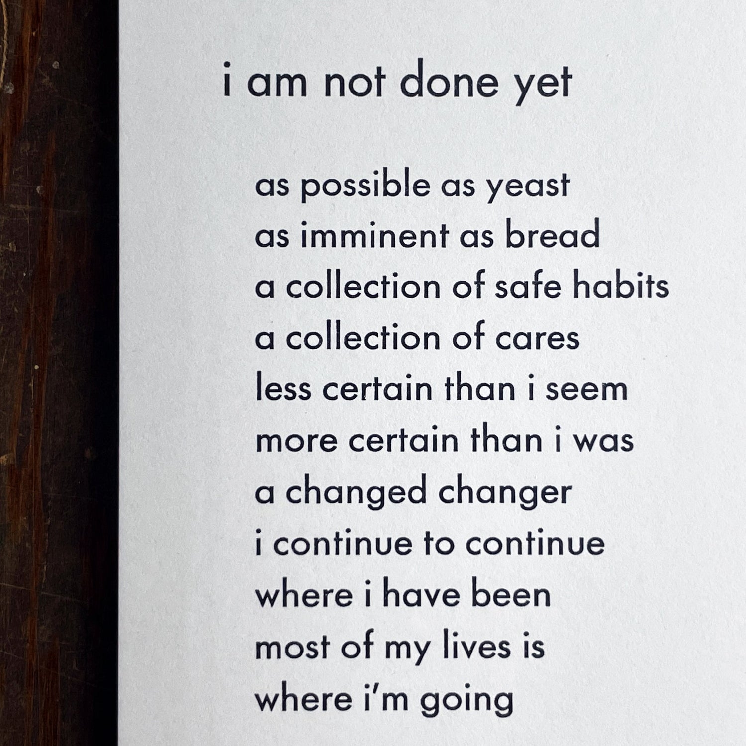 Lucille Clifton "i am not done yet" letterpress notecard | Expedition Press