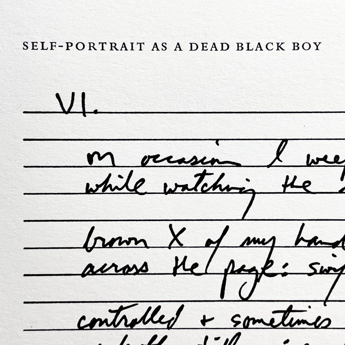 Geffrey Davis poetry broadside "Self-Portrait as a Dead Black Boy, IV ...